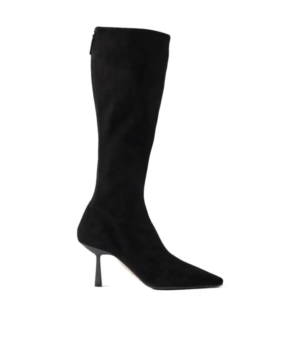 AQUAZZURA Solid Color Suede Knee-boots - Black