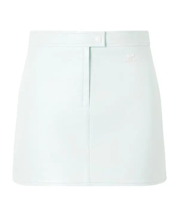 COURREGES Shiny Cotton A-line Mini Skirt - White