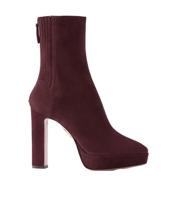 AQUAZZURA Solid Color Suede Ankle Boots - Red