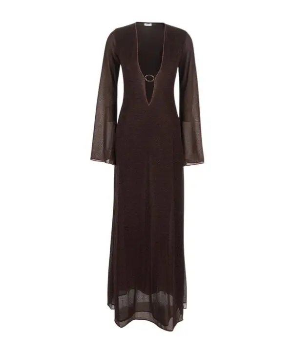 Oseree Metallic Stretch-knit Kaftan - Black
