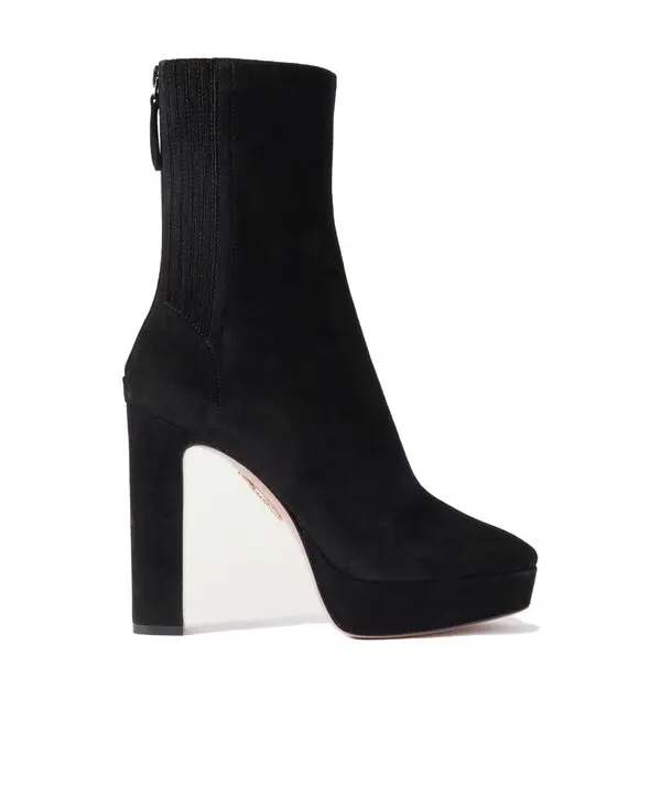 AQUAZZURA Suede Platform Ankle Boots - Black