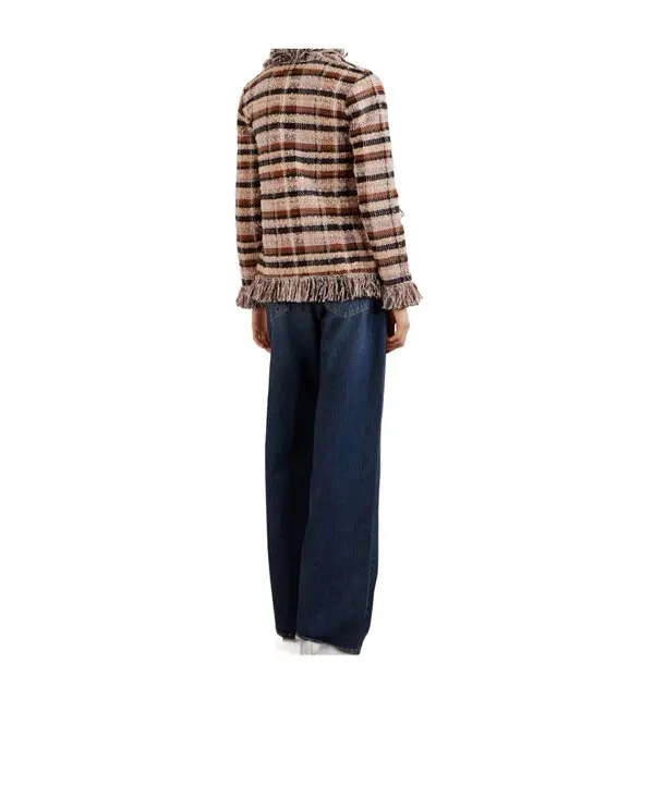 Etro Fringed Checked Tweed Jacket