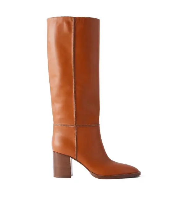 GIANVITO ROSSI Solid Leather Knee Boots - Brown