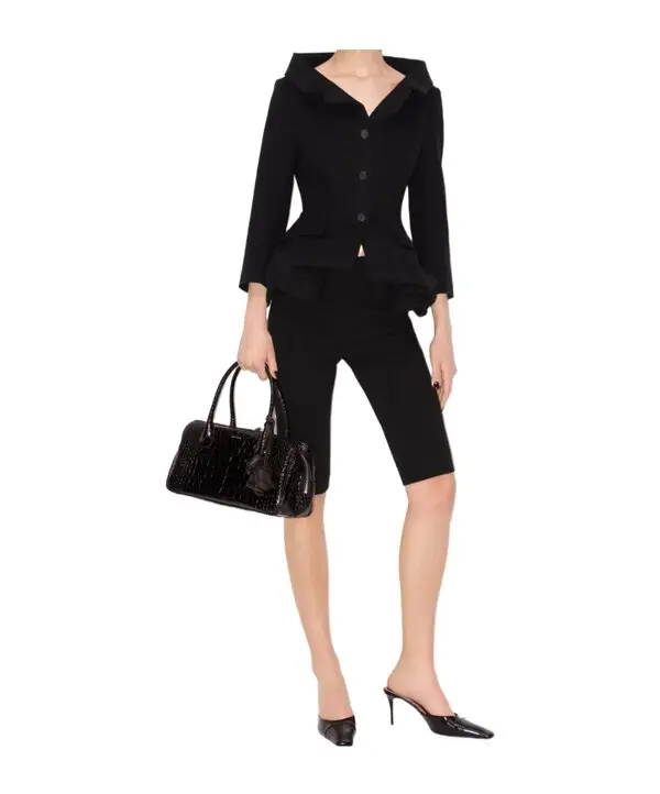 Magda Butrym Cotton Blazer With Rose Peplum