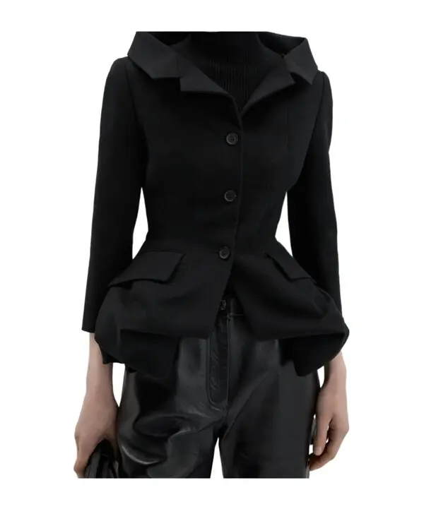 Magda Butrym Cotton Blazer With Rose Peplum