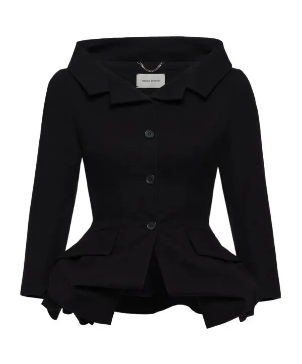 Magda Butrym Cotton Blazer With Rose Peplum Detail