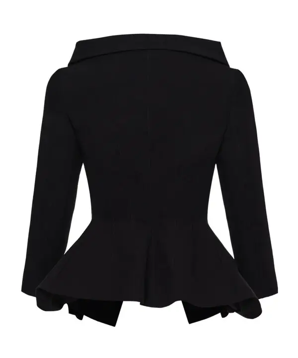 Magda Butrym Cotton Blazer With Rose Peplum Detail