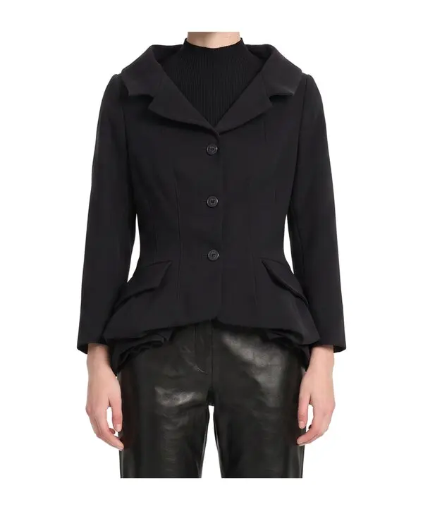 Magda Butrym Cotton Blazer With Rose Peplum Detail