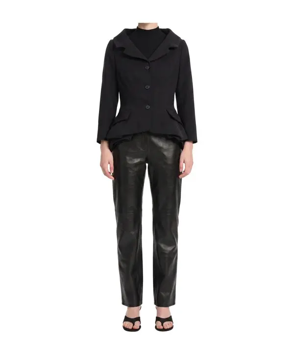 Magda Butrym Cotton Blazer With Rose Peplum Detail