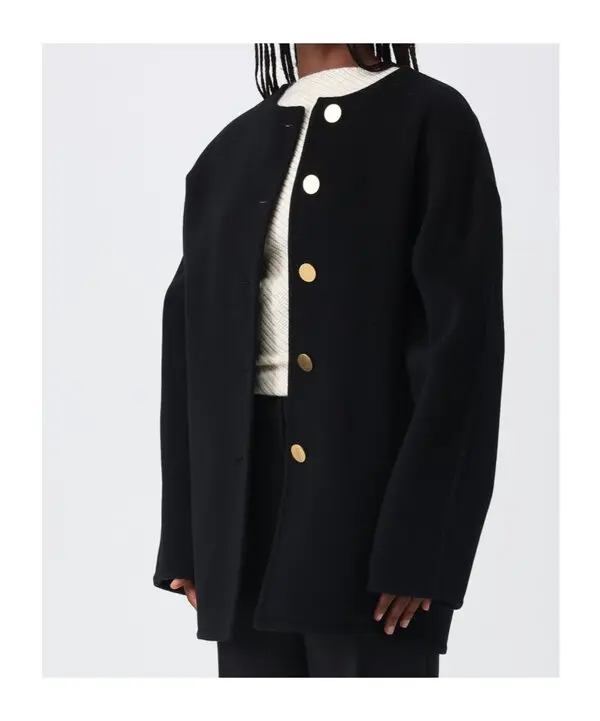 Alberta Ferretti Long-sleeved Coat With Round Neck And Front Button Fastening