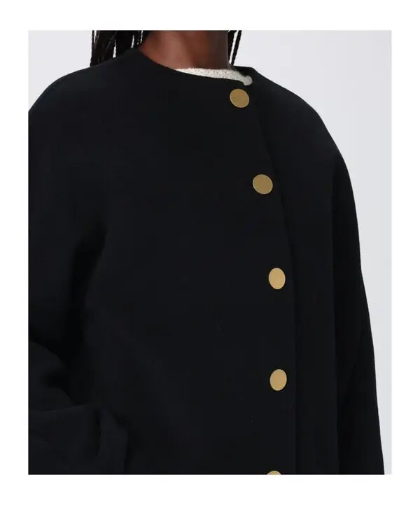 Alberta Ferretti Long-sleeved Coat With Round Neck And Front Button Fastening