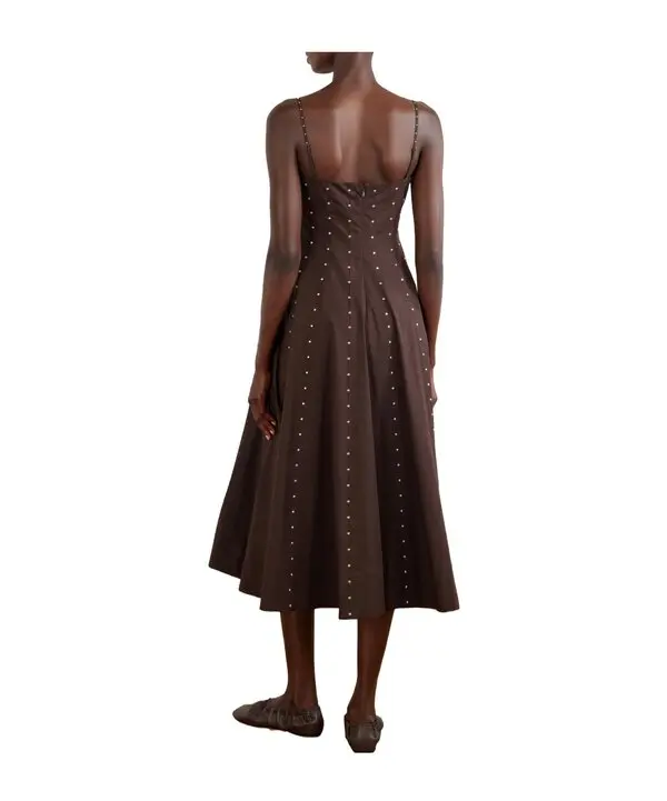 Staud Embellished Paneled Cotton-blend Poplin Midi Dress