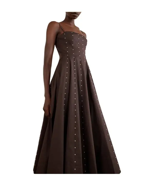 Staud Embellished Paneled Cotton-blend Poplin Midi Dress