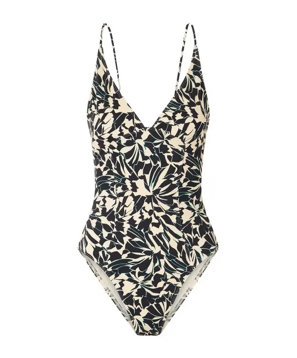 Ulla Johnson Floral-printed V-neck Swimsuit - Black