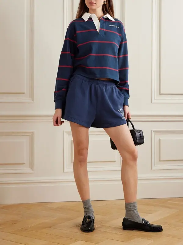 SPORTY  RICH Embroidered Striped Polo Shirt