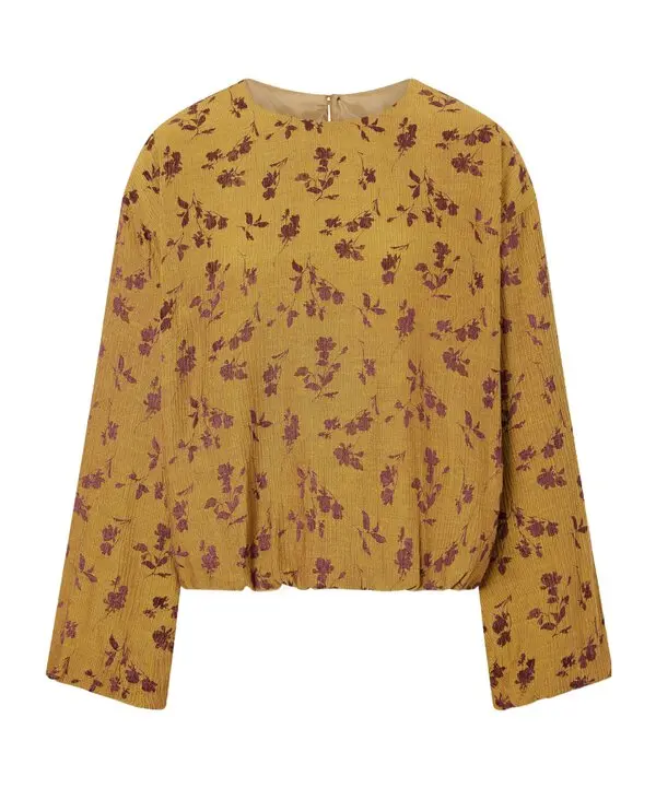 Dries Van Noten Floral-jacquard Cloqué Blouse - Brown
