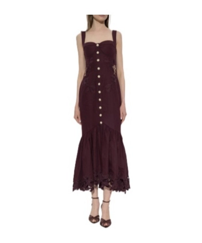 SELF-PORTRAIT Floral-lace Ruffled Midi Dress
