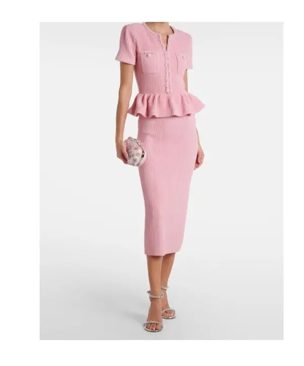 SELF-PORTRAIT Draped Knit Midi Dress