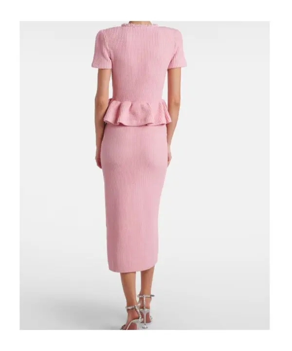 SELF-PORTRAIT Draped Knit Midi Dress