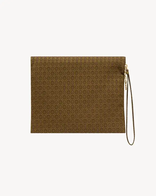 Saint Laurent Large Folded Pouch In Silk Jacquard