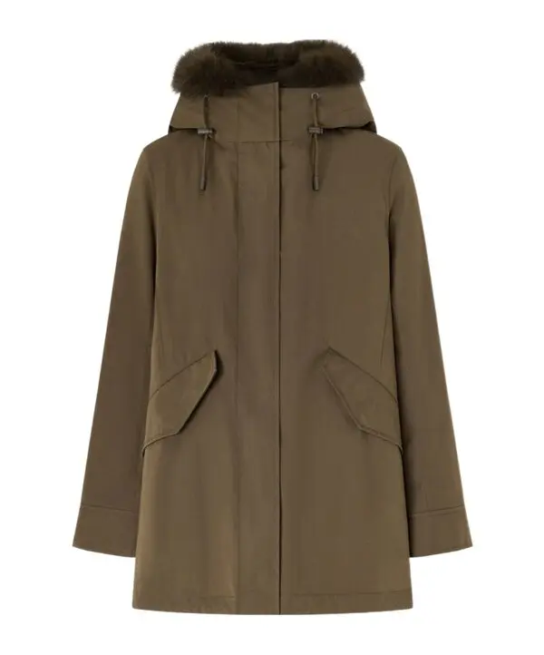 YVES SALOMON Long Length Parka With Fur Trimmed Hood