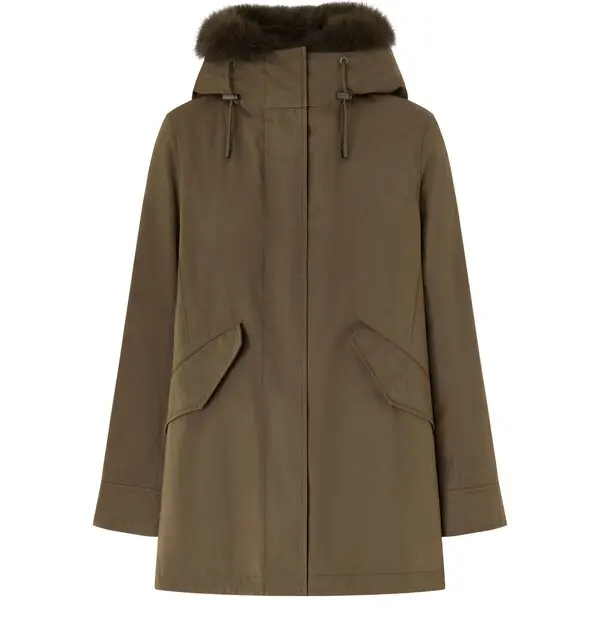 YVES SALOMON Long Length Parka With Fur Trimmed Hood