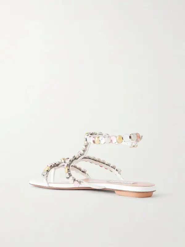 AQUAZZURA Mystic Stone Embellished Leather Gladiator Sandals