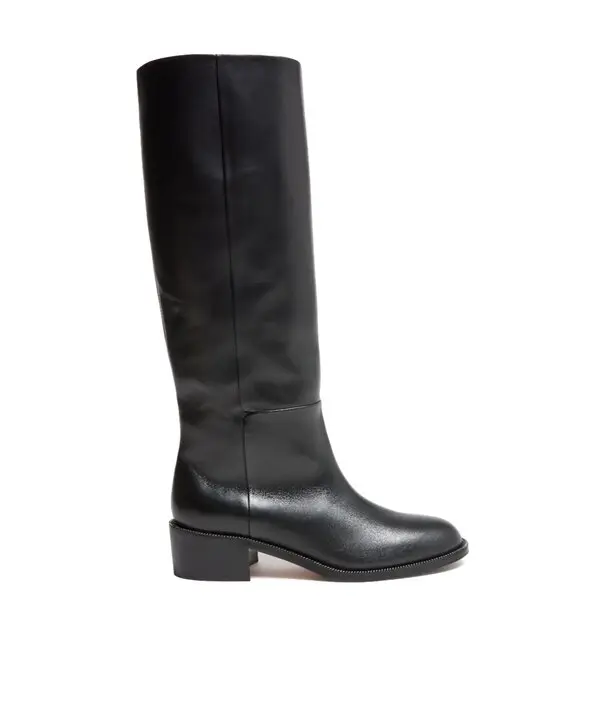 AQUAZZURA Round Toe Block Heel Boots - Black