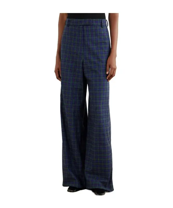 Dries Van Noten Graphic Checked Wide-leg Cotton Pants