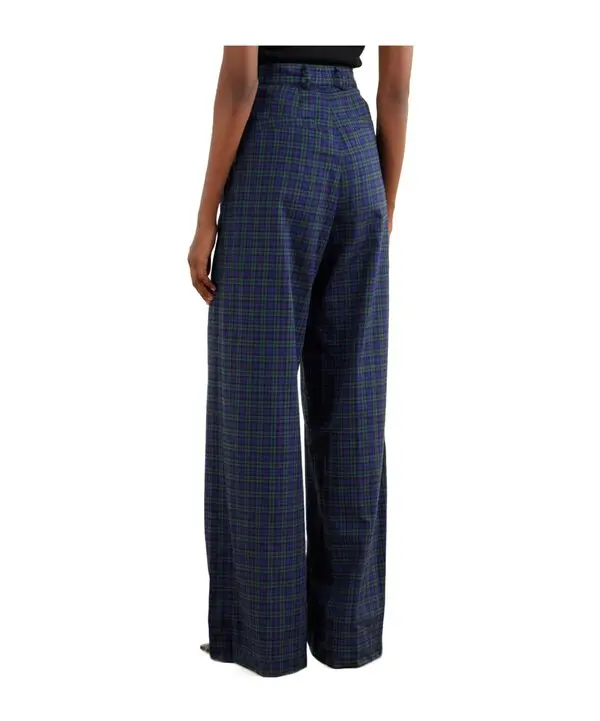 Dries Van Noten Graphic Checked Wide-leg Cotton Pants