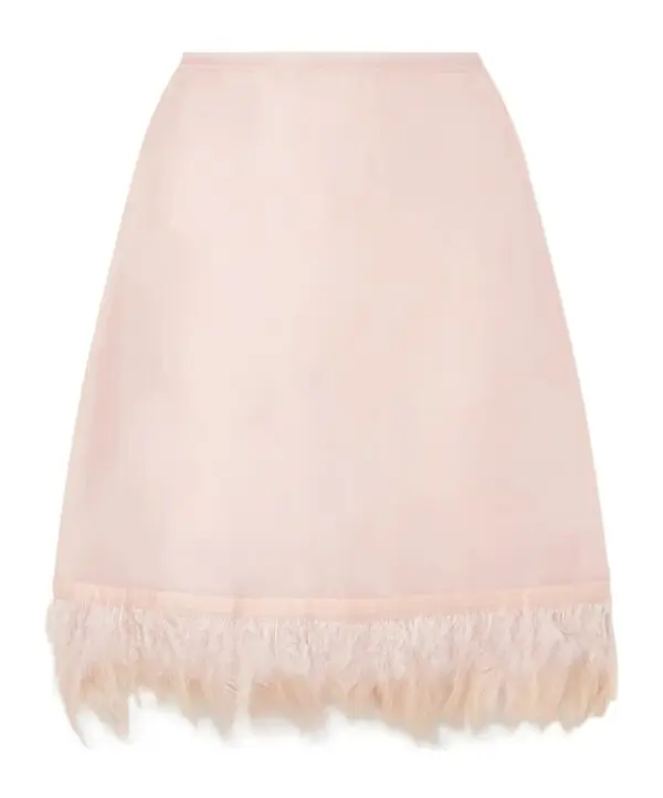 Staud Frayed Silk Midi Skirt