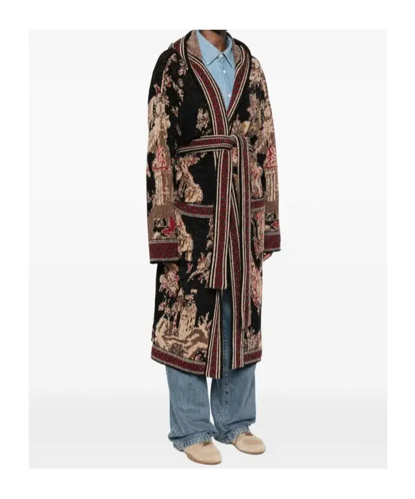 Etro Jacquard-knit Belted Cardigan