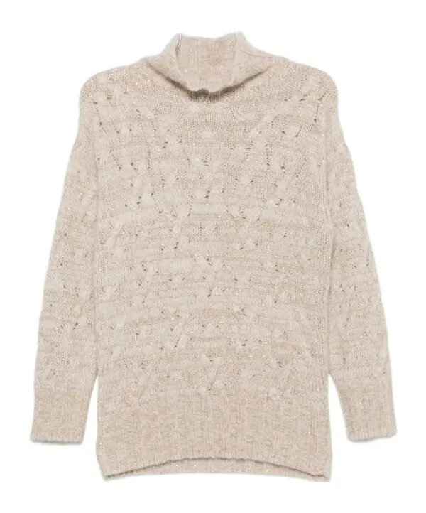 Fabiana Filippi Cable-knit Sequin-embellished Sweater - No