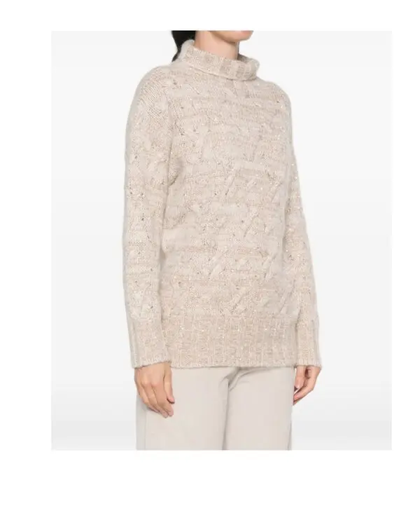 Fabiana Filippi Cable-knit Sequin-embellished Sweater