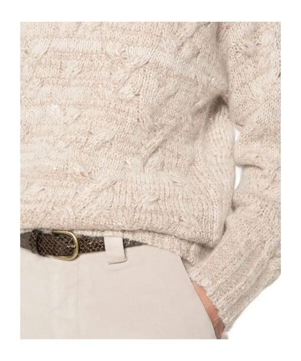 Fabiana Filippi Cable-knit Sequin-embellished Sweater