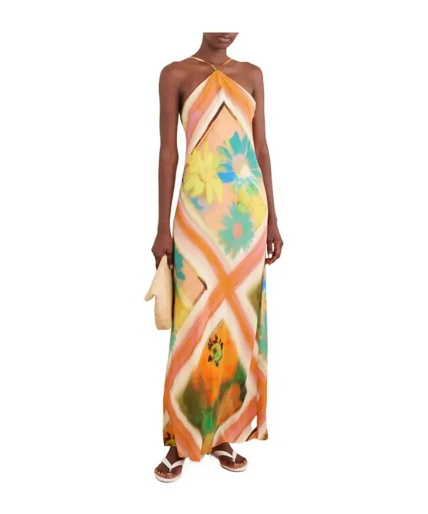 Staud Thin Cross-strap Satin Maxi Dress
