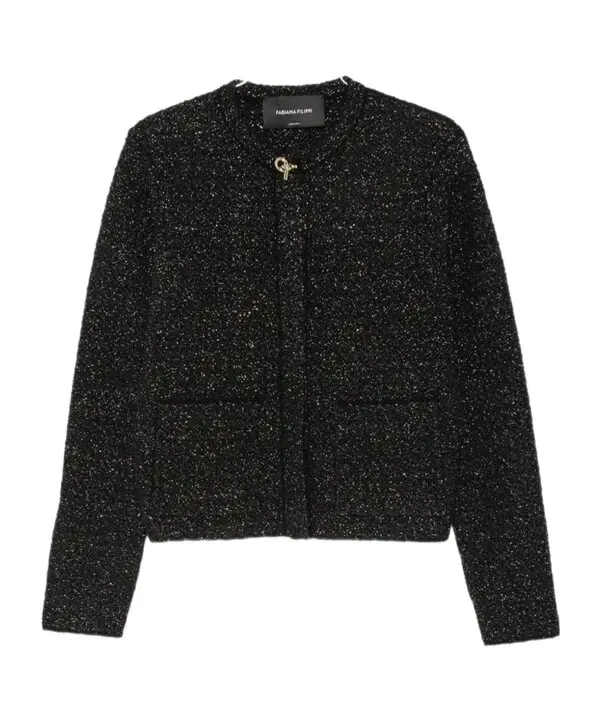 Fabiana Filippi Knitted Metallic-thread Casual Jacket - Black