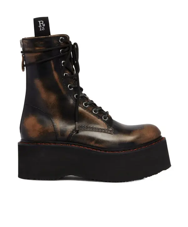 R13 Platform Ankle Boots - Black