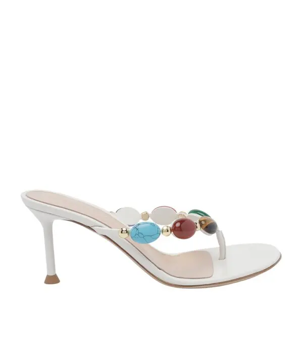 GIANVITO ROSSI Embellished Heeled Sandals - White