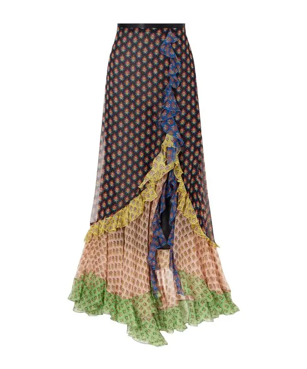 Etro Ruffled Tiered Floral-print Silk-chiffon Maxi Skirt - Multicolor