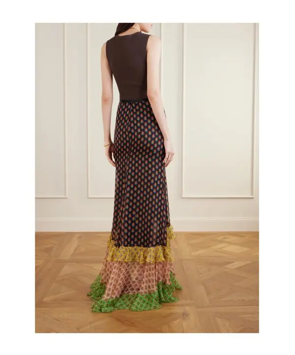 Etro Ruffled Tiered Floral-print Silk-chiffon Maxi Skirt