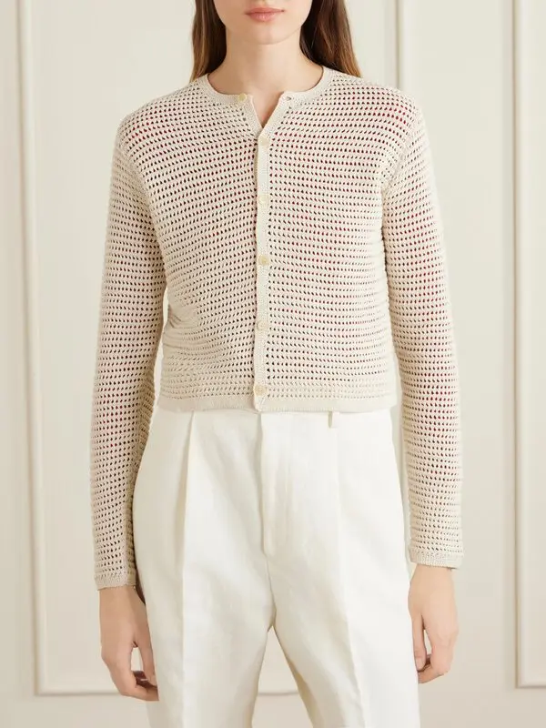 Auralee Tussah Crocheted Silk And Cotton-blend Cardigan