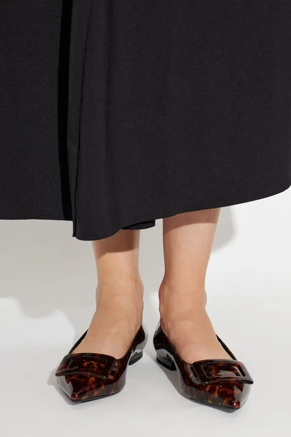 ROGER VIVIER Patent Leather Tortoiseshell Ballet Flats With Buckle Detail