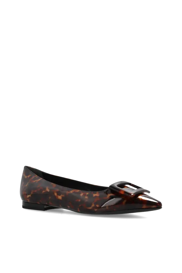 ROGER VIVIER Patent Leather Tortoiseshell Ballet Flats With Buckle Detail