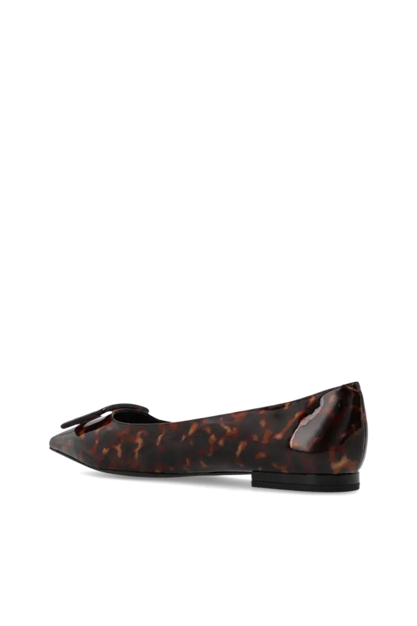 ROGER VIVIER Patent Leather Tortoiseshell Ballet Flats With Buckle Detail
