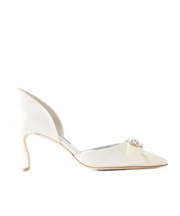 Manolo Blahnik Embellished Satin Pumps