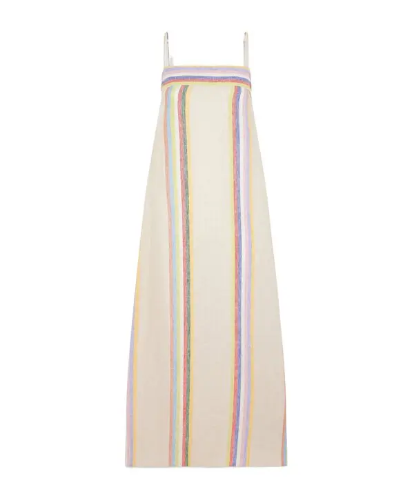Staud Striped Linen Dress - White