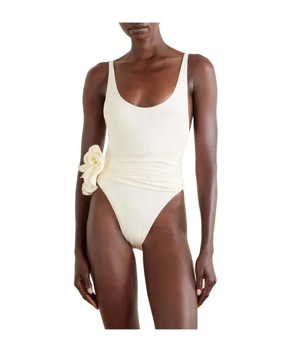 Magda Butrym Embellished Lace-trimmed Swimsuit