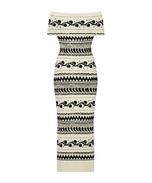 Alberta Ferretti Strapless All-over Pattern Maxi Dress