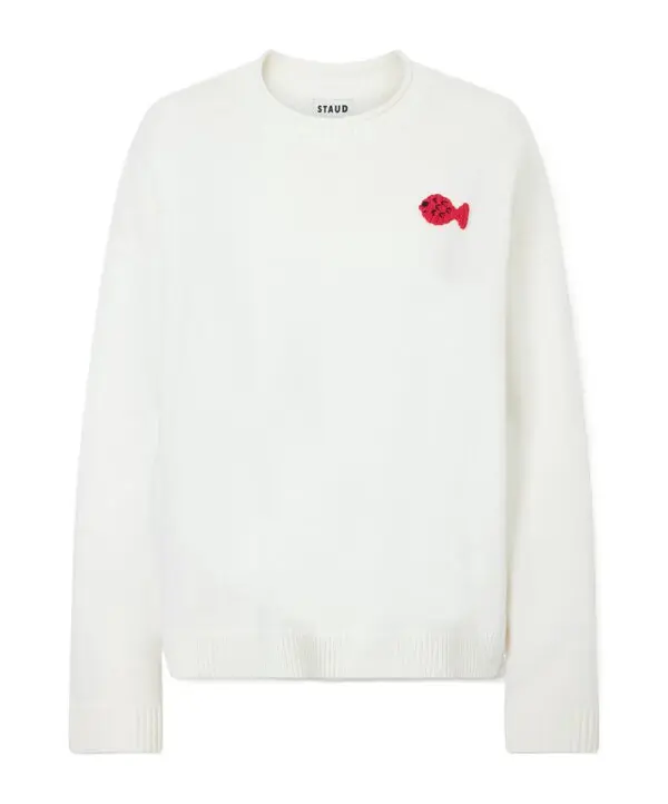 Staud Giada Embroidered Sweater - Cream